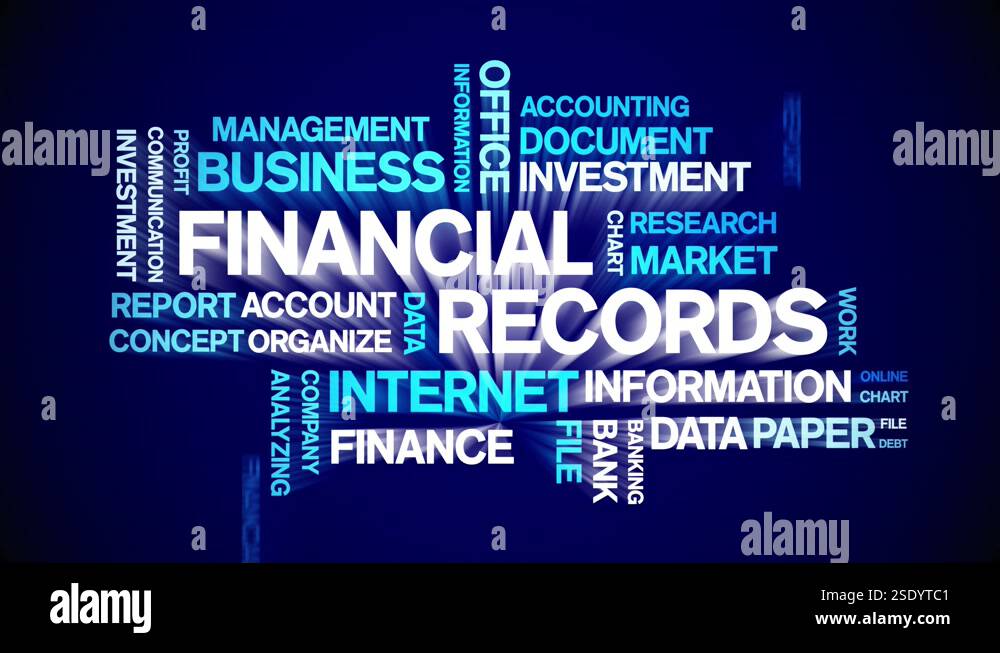 4k Financial Records Animated Tag Word Cloud,Text Animation seamless ...