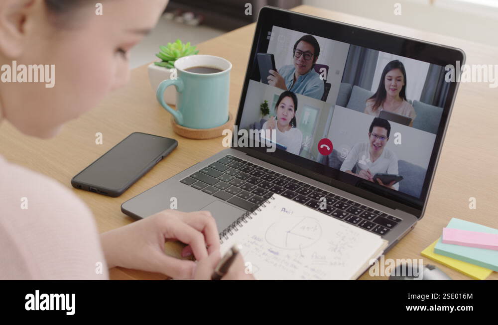 Videocall meeting conference with low poor internet wifi connection ...