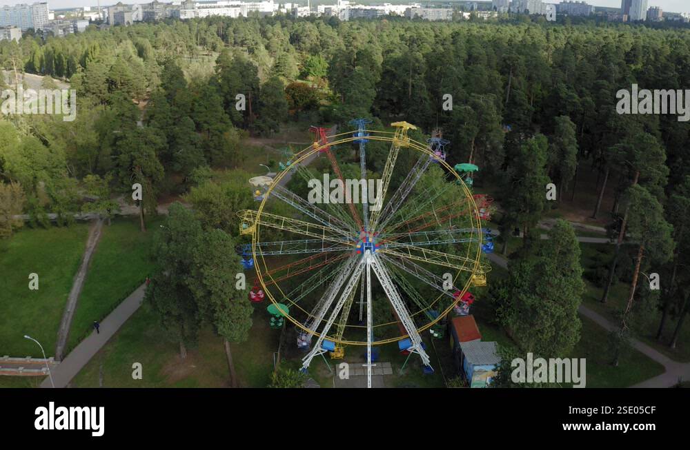 Flight Over The Ferris Wheel. Ferris wheel at park Stock Video Footage ...