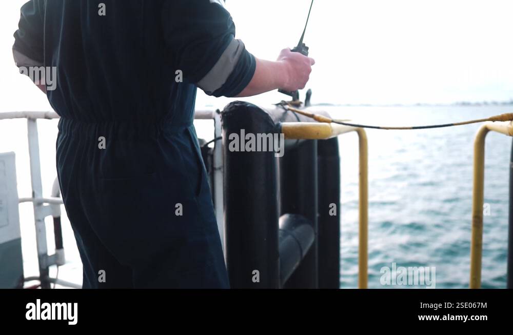 Marine Deck Officer or Chief mate on deck of offshore vessel or ship ...