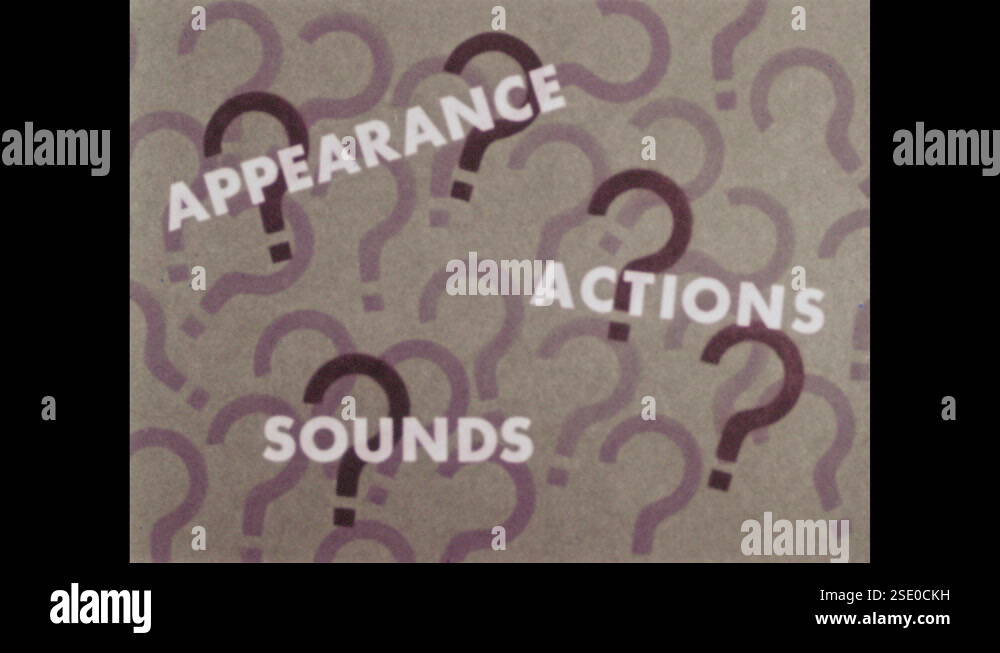 1960s: Words appear over question marks. Red-winged blackbird feeds ...
