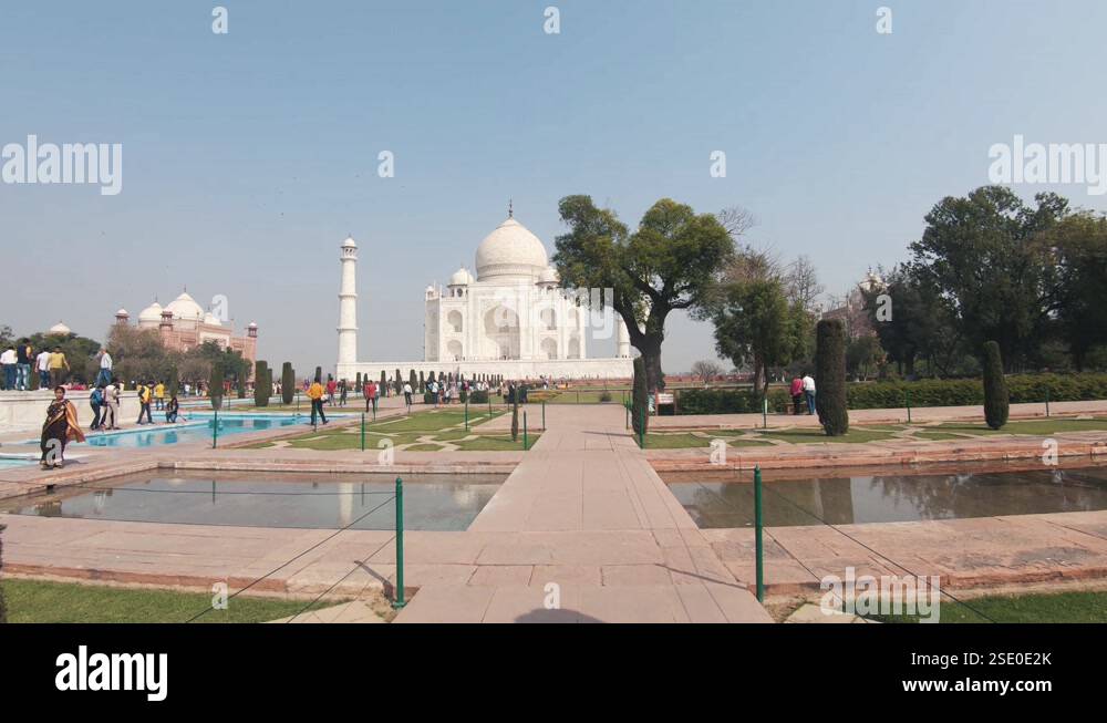 Walkways beside reflecting pool in the center of the Charbagh Garden in ...