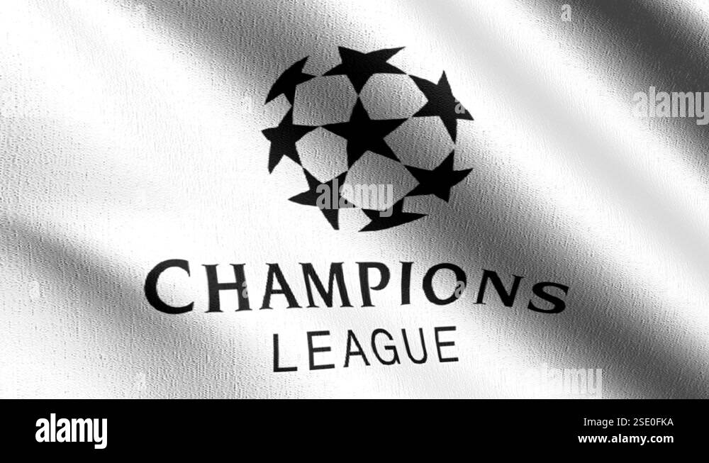 Seamless Loop 4K VDO. Flag of Uefa Champions League. 3D rendering ...