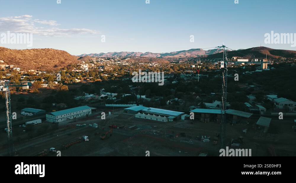 4K aerial video of construction site in Windhoek, Namibia Stock Video ...