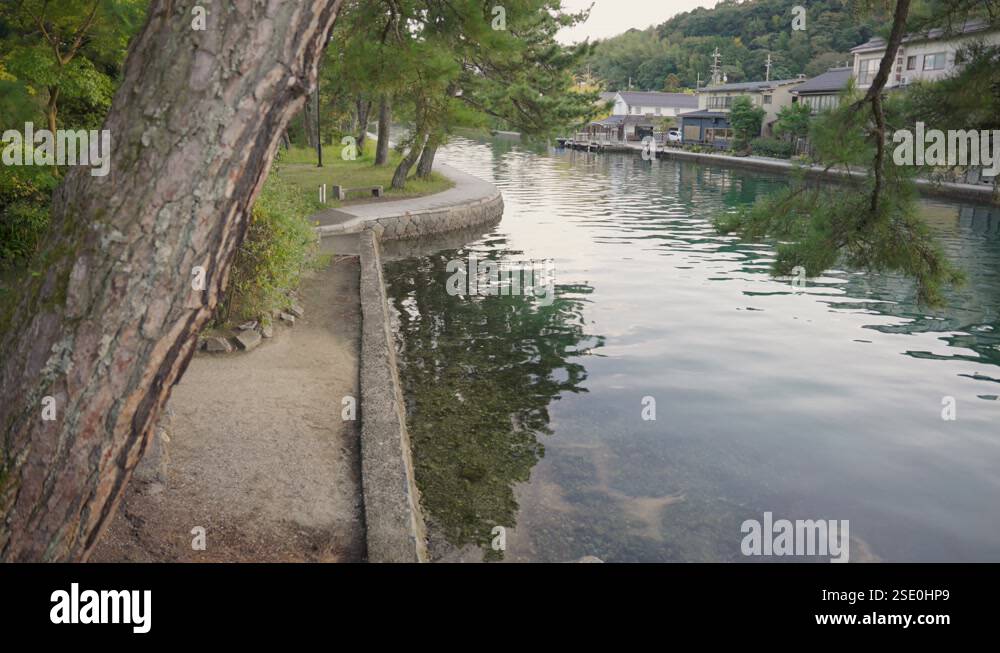 Tranquil Ocean Canal in Kyoto, Japan. Amanohashidate park Stock Video ...