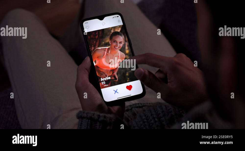 Man using mobile phone dating app at home Stock Video Footage - Alamy