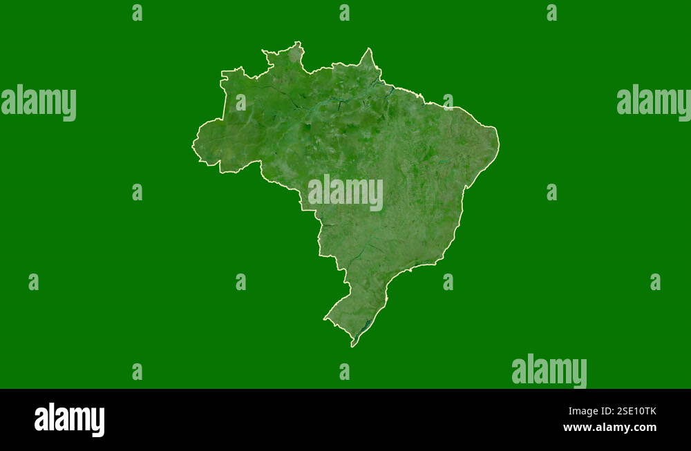 Brazil map - cartoon. Border. Satellite Stock Video Footage - Alamy
