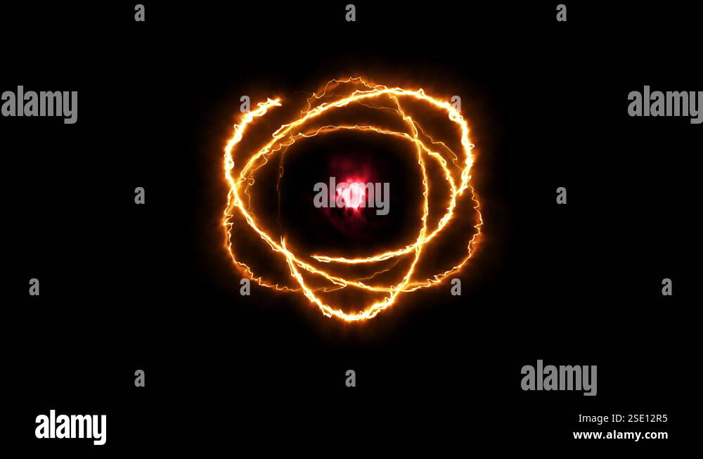 Colorful ring and core fiery atom sphere circle magic shiny rotation loop Stock Video Footage ...