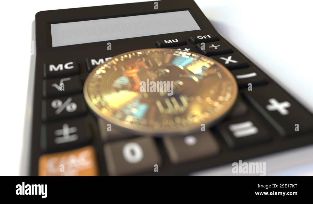 Bitcoin currency symbol on the keys and EXCHANGE text on calculator ...