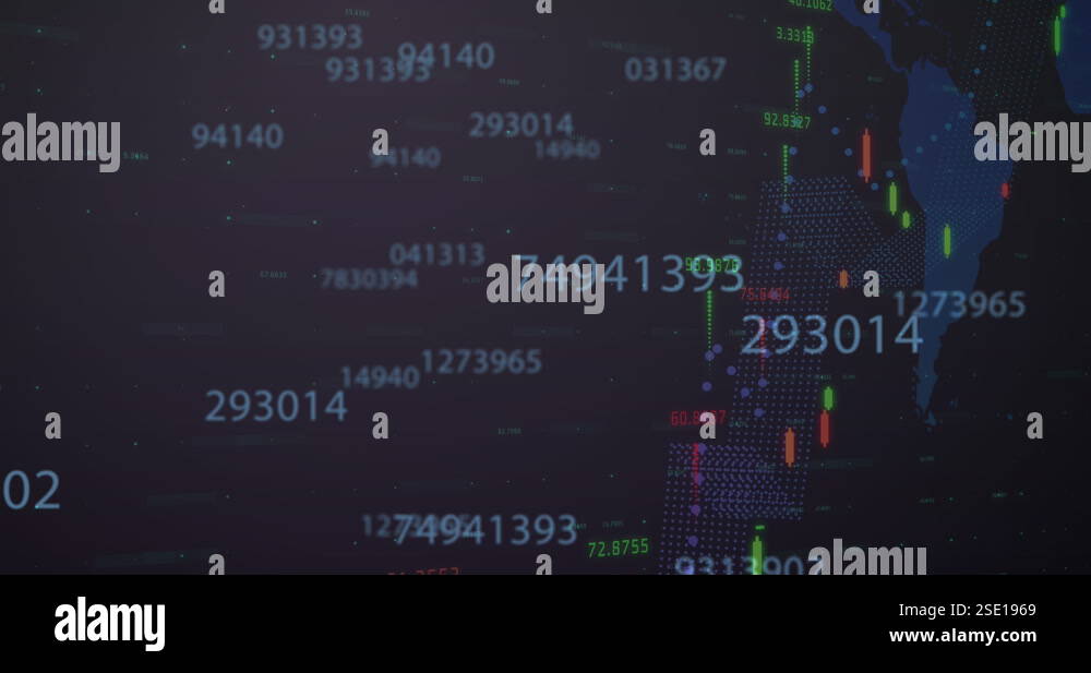 Animation of numbers changing statistics recording over world map Stock Video Footage - Alamy