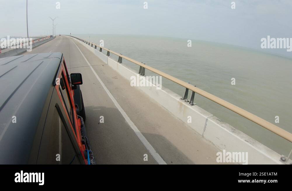 High POV Driving on Queen Isabella Causeway on between South Padre ...