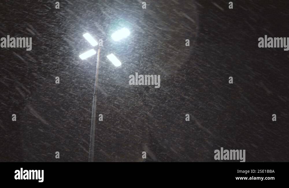 night snowfall storm is a natural phenomenon of precipitation in winter ...