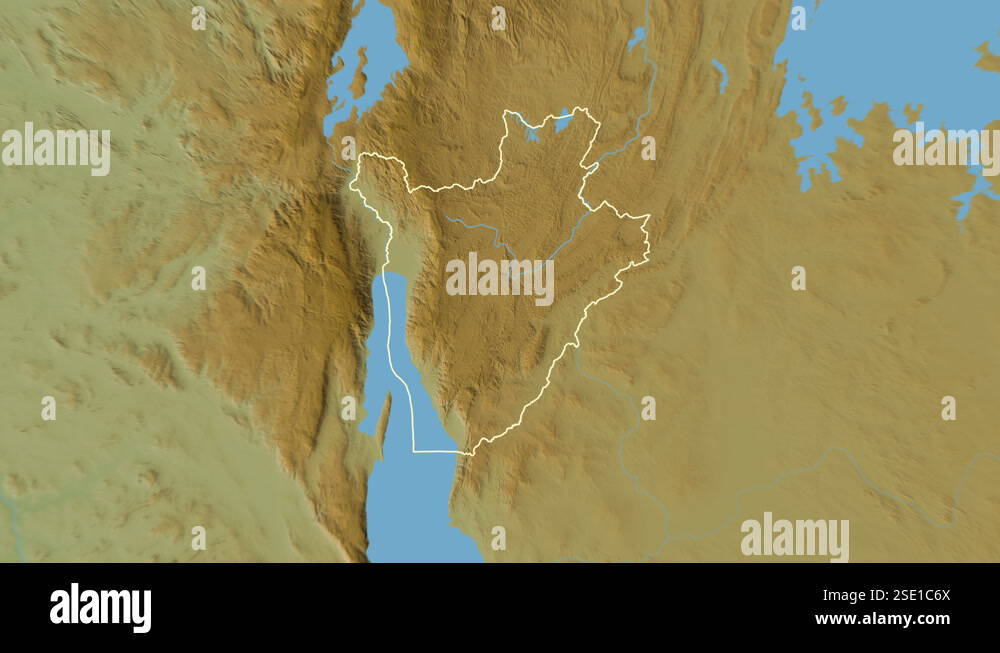 Burundi map - solid. Regions. Physical Stock Video Footage - Alamy