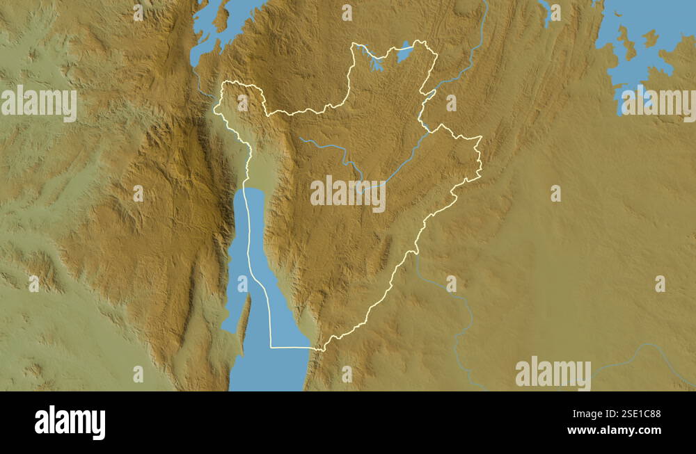 Burundi map - zoom. Regions. Physical Stock Video Footage - Alamy