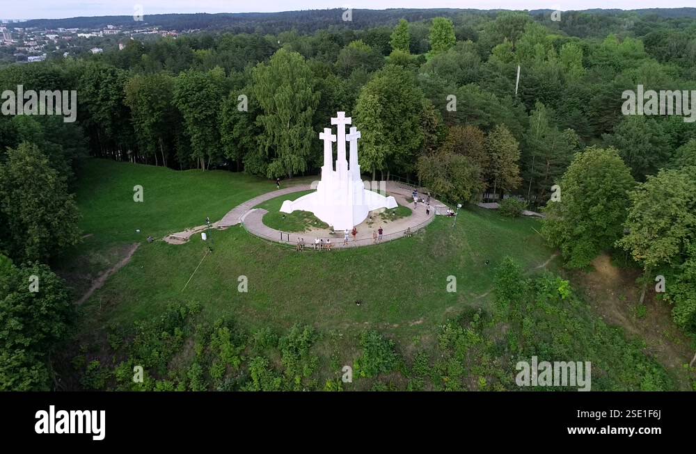 Vilnius Old Town, Lithuania. Hill of three crosses. Famous Sightseeing ...