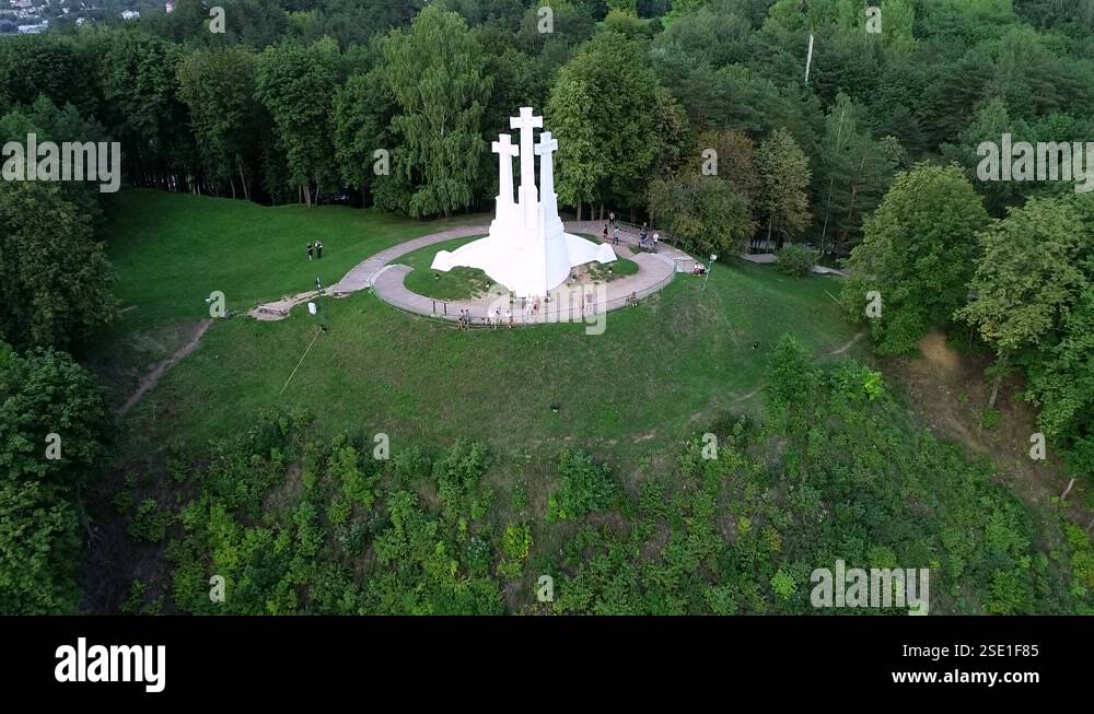 Vilnius Old Town, Lithuania. Hill of three crosses. Famous Sightseeing ...