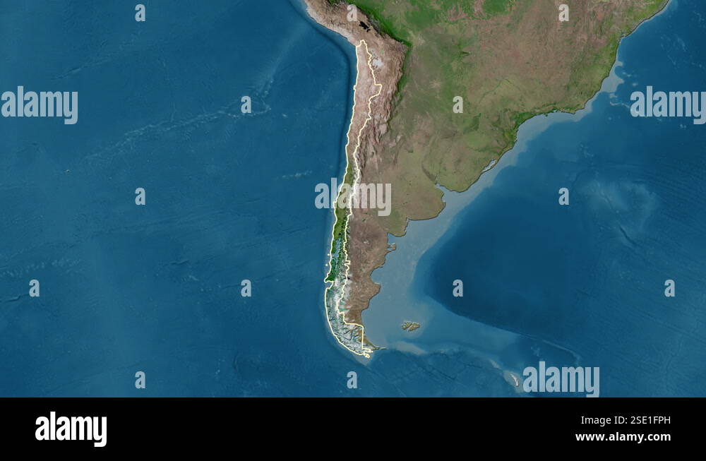 Chile map - zoom. Regions. Satellite Stock Video Footage - Alamy
