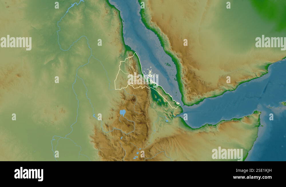 Eritrea map - glide. Regions. Physical Stock Video Footage - Alamy
