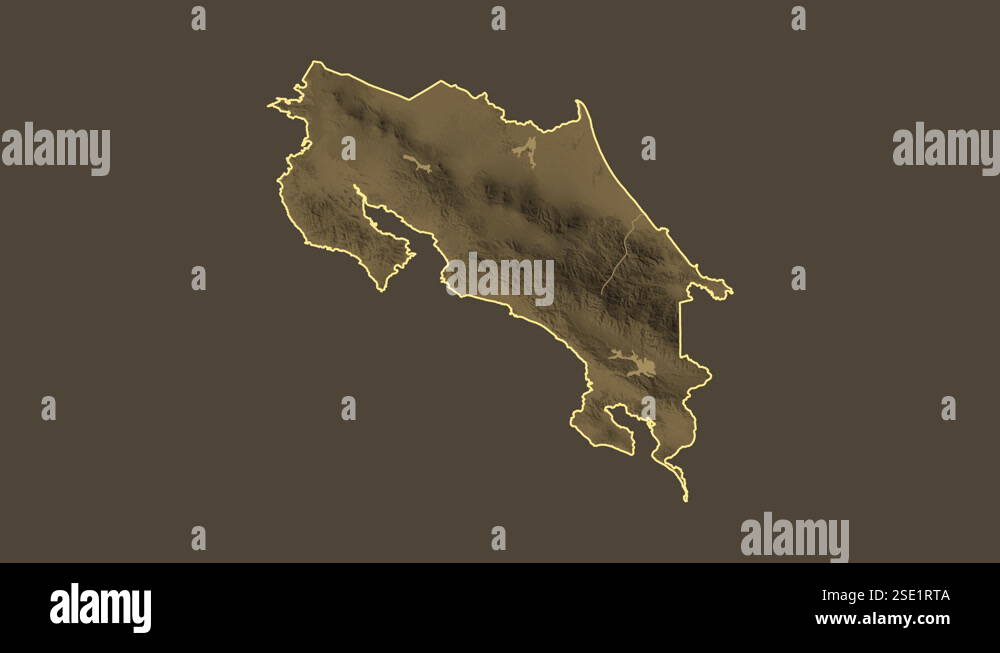 Costa Rica map - cartoon. Border. Sepia Stock Video Footage - Alamy