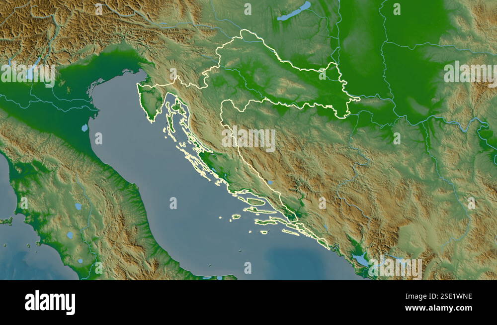 Croatia map - zoom. Regions. Physical Stock Video Footage - Alamy
