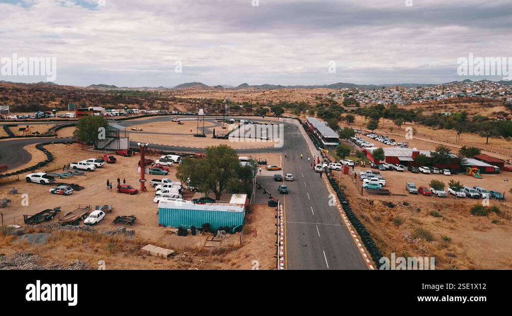 4K aerial video of racing track near Windhoek, Namibia Stock Video ...