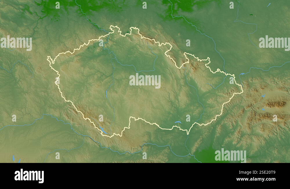 Czech Republic map - zoom. Regions. Physical Stock Video Footage - Alamy