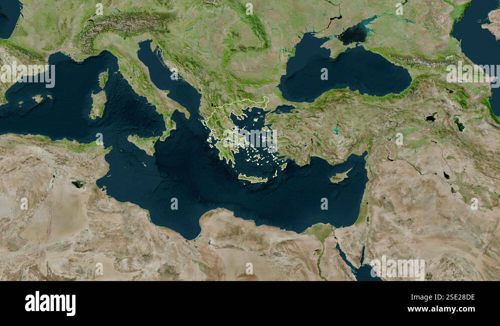 Greece map - extract. Regions. Satellite Stock Video Footage - Alamy