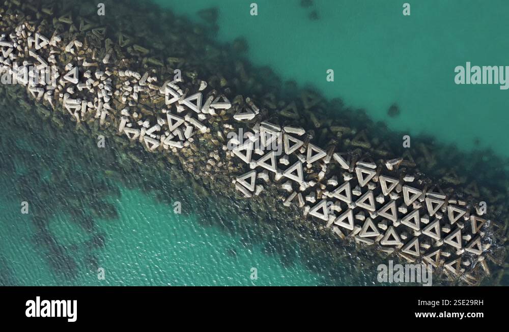 Breakwater in Beautiful Turquoise Ocean of Yakushima, Japan Stock Video ...