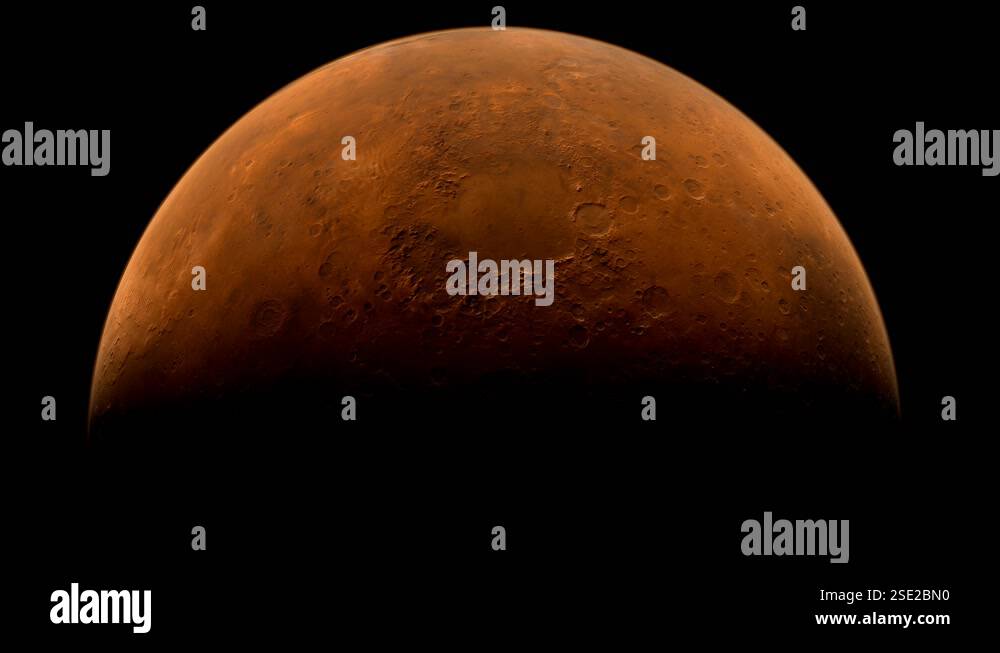 The cratered red planet Mars is shown below in this realistic view from ...