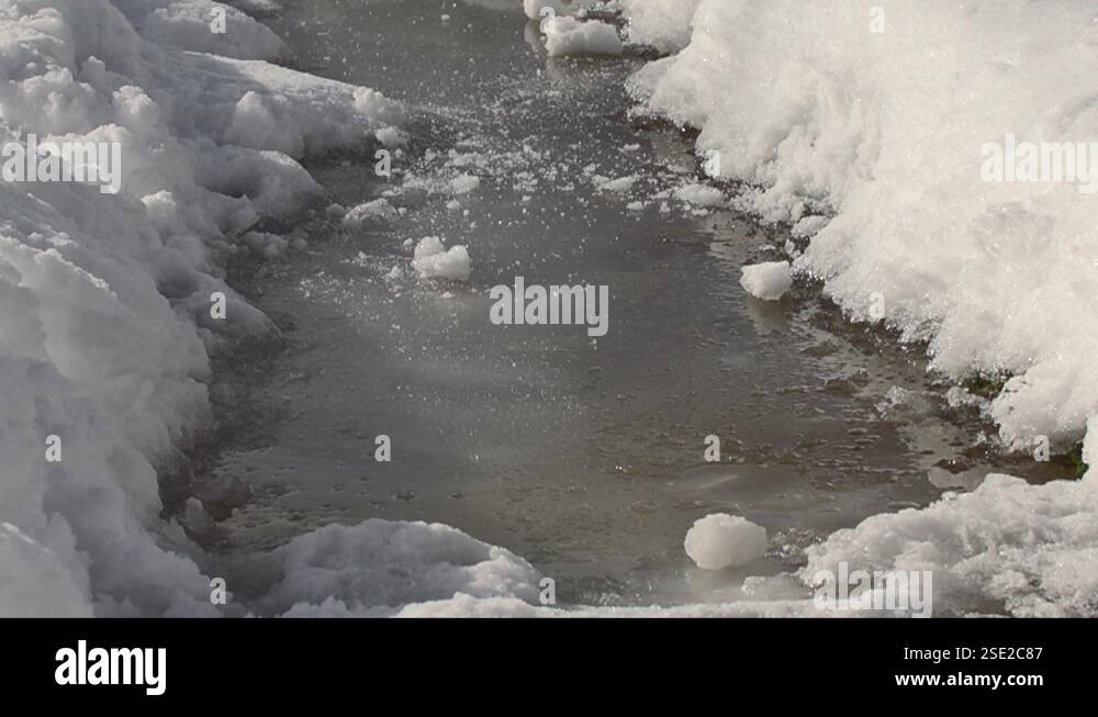 Snow falling on an icy patch in the winter Stock Video Footage - Alamy