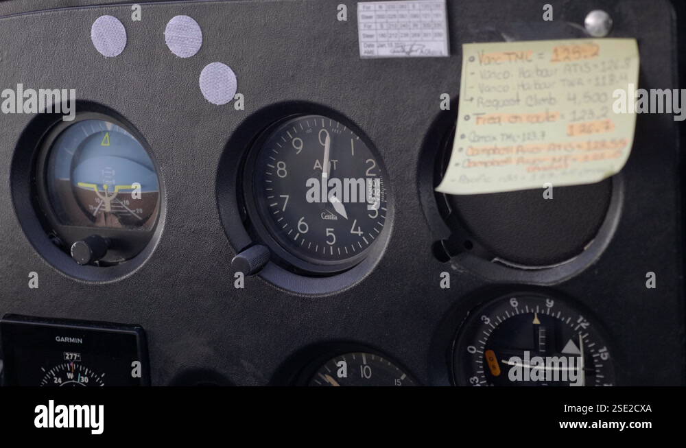 Altimeter Of A Cessna Plane In Flight With Sticky Notes On The ...