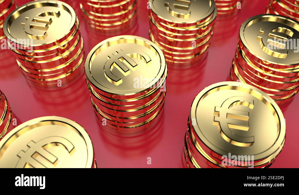 3d Looped animation of a stacks of euro sign gold coins Stock Video ...