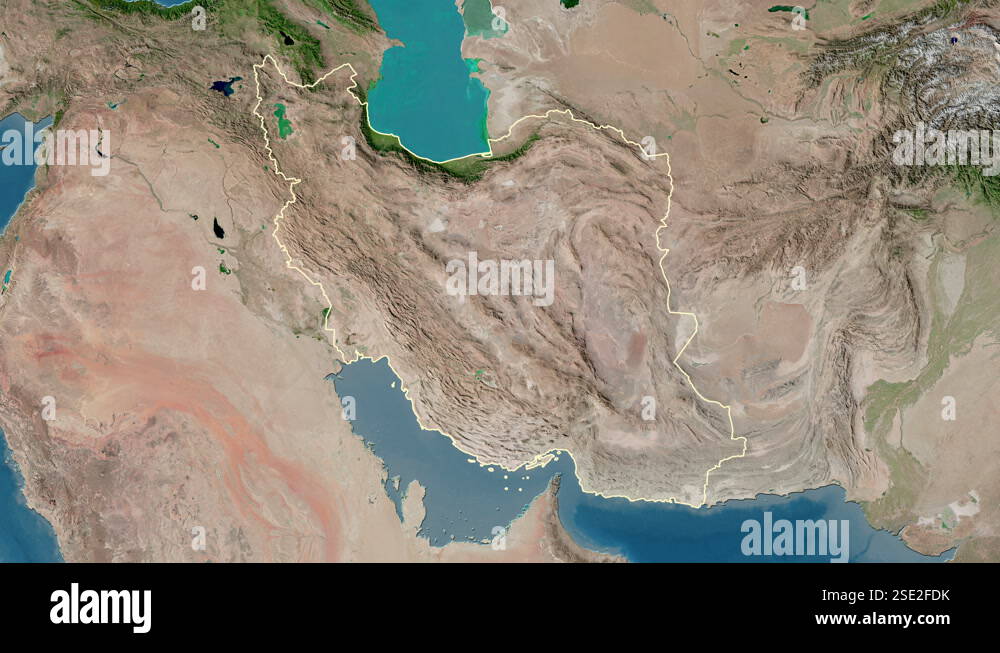 Iran map - zoom. Regions. Satellite Stock Video Footage - Alamy