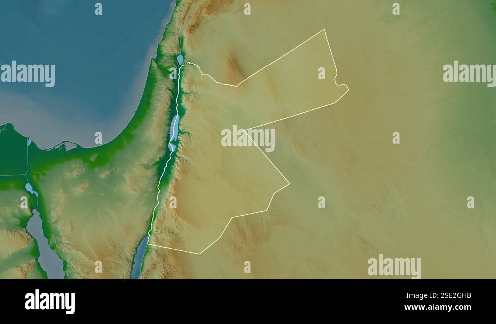 Jordan map - zoom. Regions. Physical Stock Video Footage - Alamy