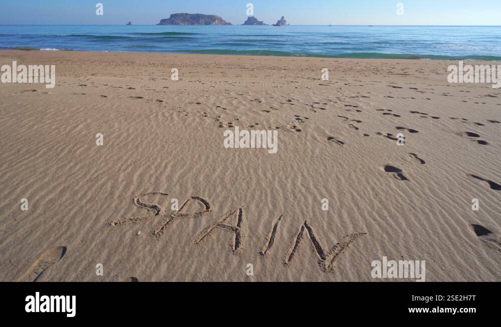 pals beach in begur medes islands drawing in the sand spain costa brava ...