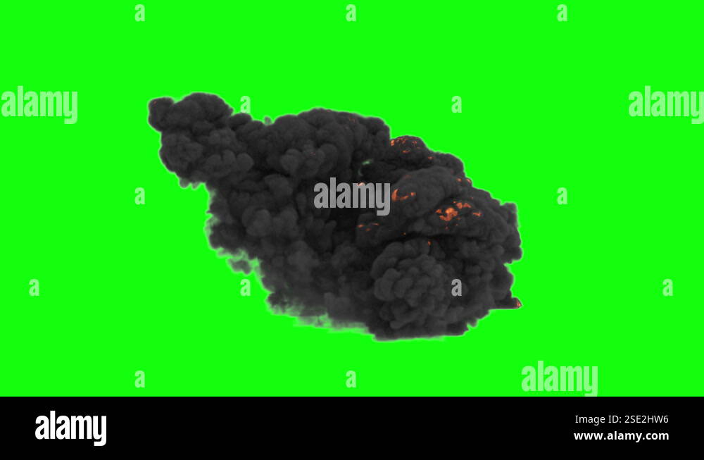 Huge explosion with smoke on Green Screen. 4K Animation Stock Video ...