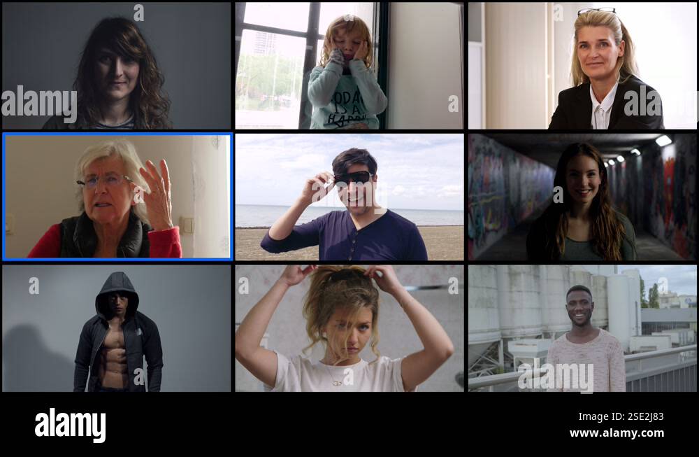 Diverse People Posing Split-Screen Composite Stock Video Footage - Alamy