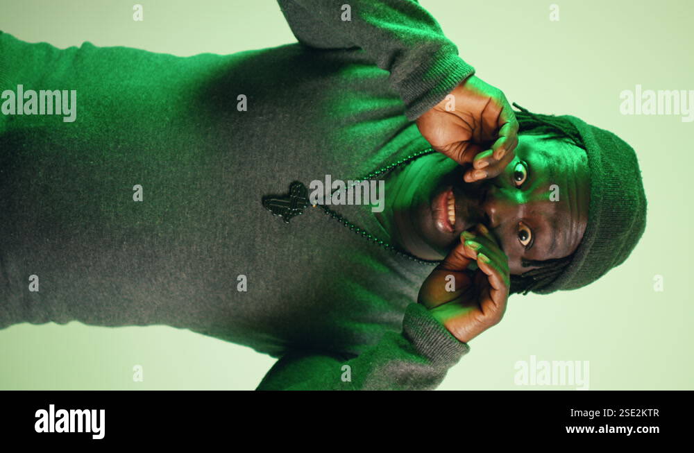 Sarcastic crying, african american black man pretending to wipe his ...