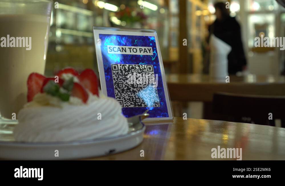 QR code touch-free payment display in the retail store. To use a QR ...