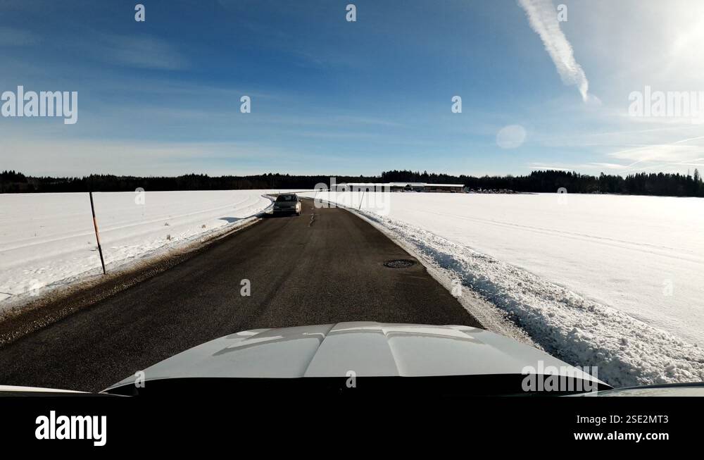 Hyperlapse of a fast driving car at a winter road at a nice blue skyed day Stock Video Footage ...