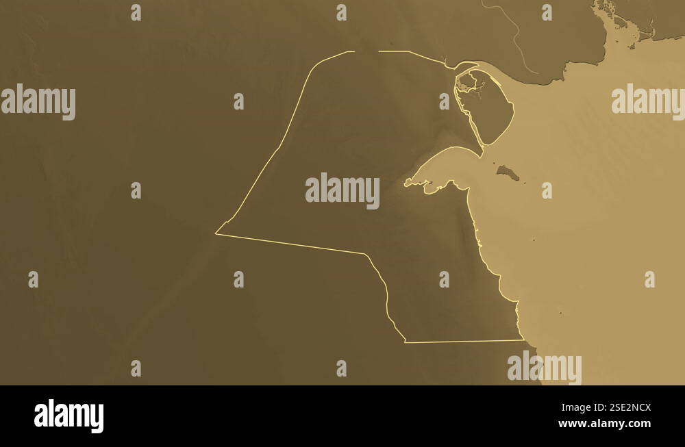 Kuwait map - drive. Regions. Sepia Stock Video Footage - Alamy