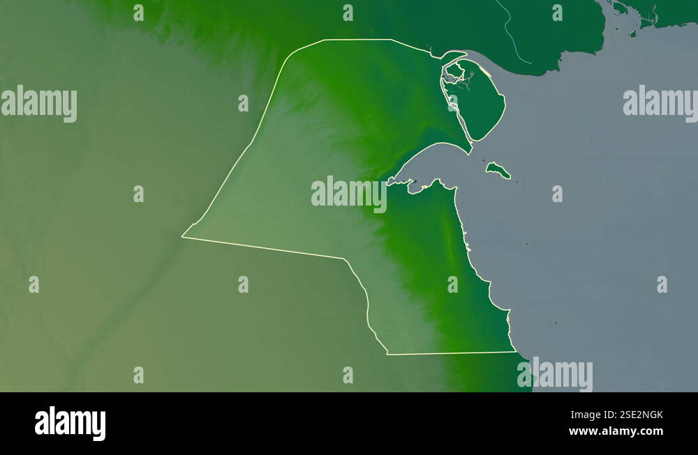 Kuwait map - zoom. Border. Physical Stock Video Footage - Alamy