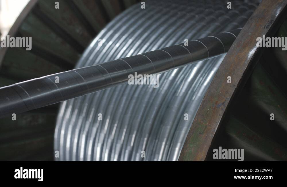 The production process of reinforced power cable in a cable factory ...