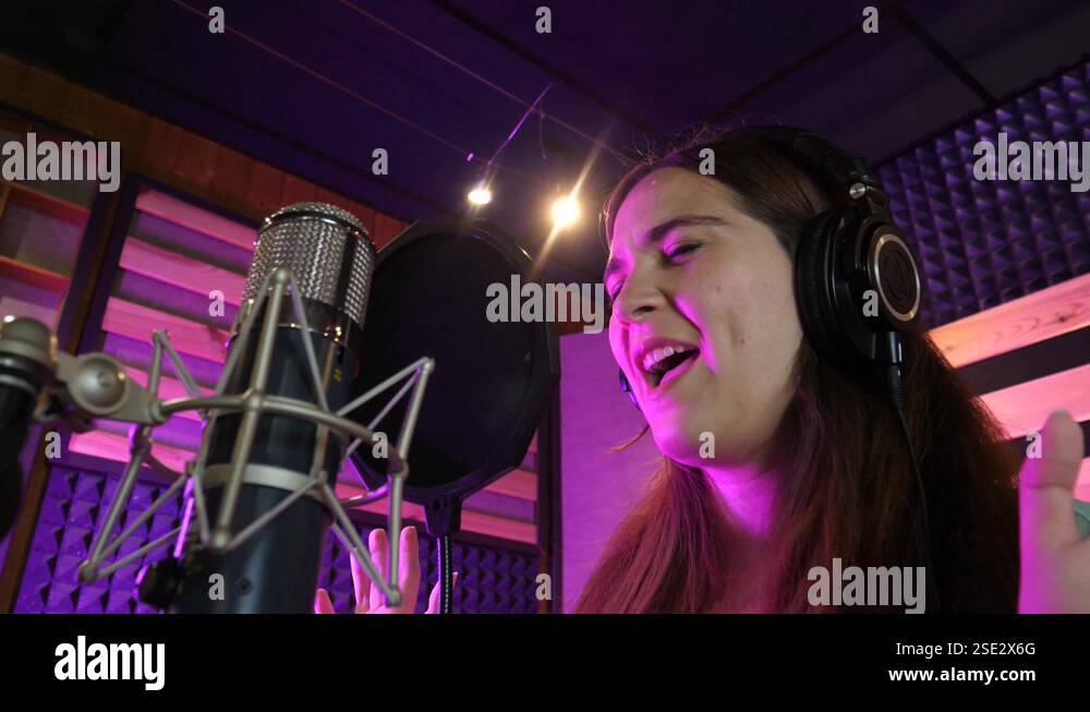 Woman singing vintage microphone studio Stock Videos & Footage - HD and ...