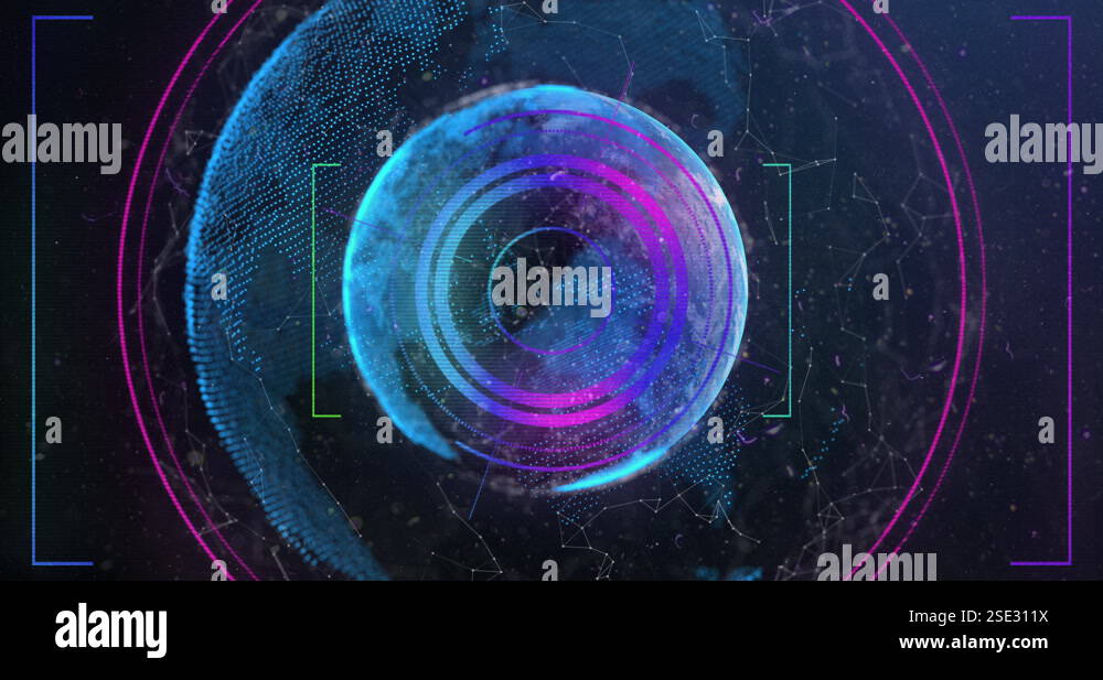 Animation of scope scanning with globe of connections in the background ...