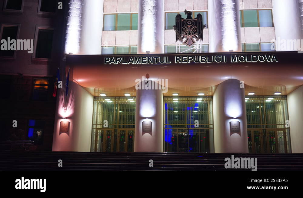 CHISINAU, MOLDOVA - SEPTEMBER 8, 2020: Parliament building with ...