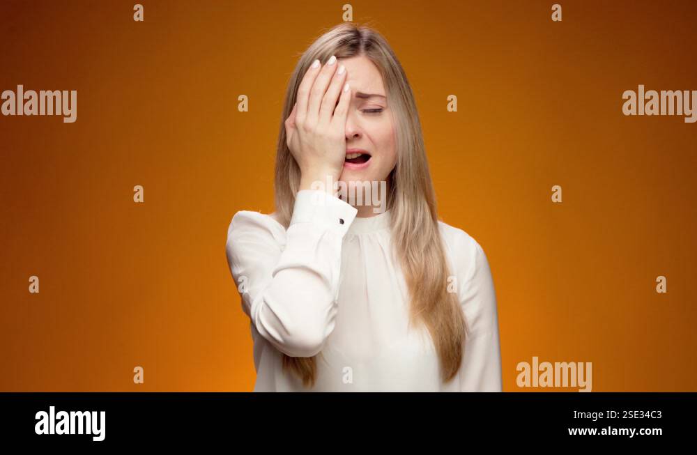 Upset woman slapping hand on face, feeling helpless Stock Video Footage ...