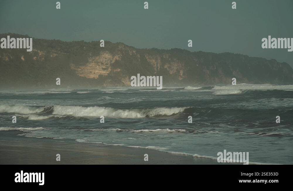 Sea. The sound of wave at the beach. Blur high wave. Holiday at the ...