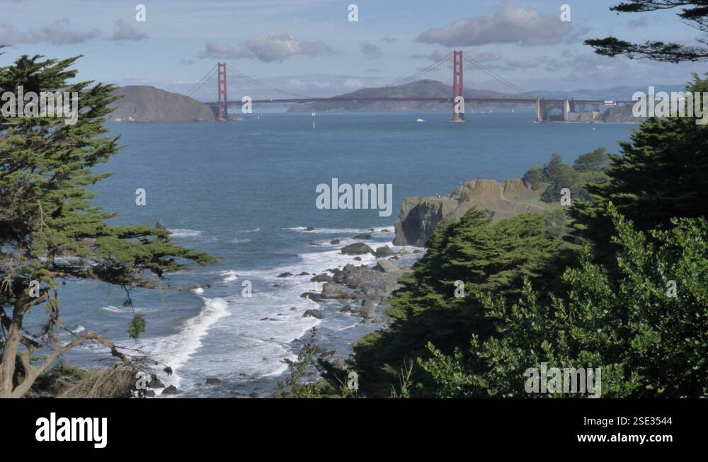 Famous red Golden Gate Bridge San Francisco at day time landscape with ...