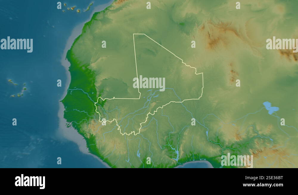 Mali map - solid. Border. Physical Stock Video Footage - Alamy